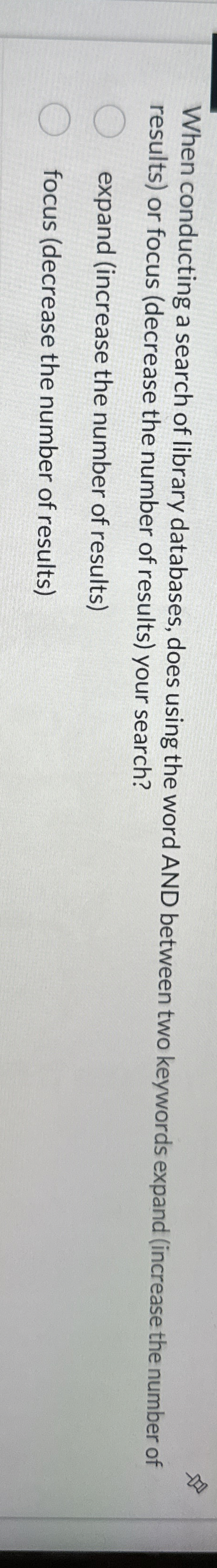 Solved When conducting a search of library databases, does | Chegg.com