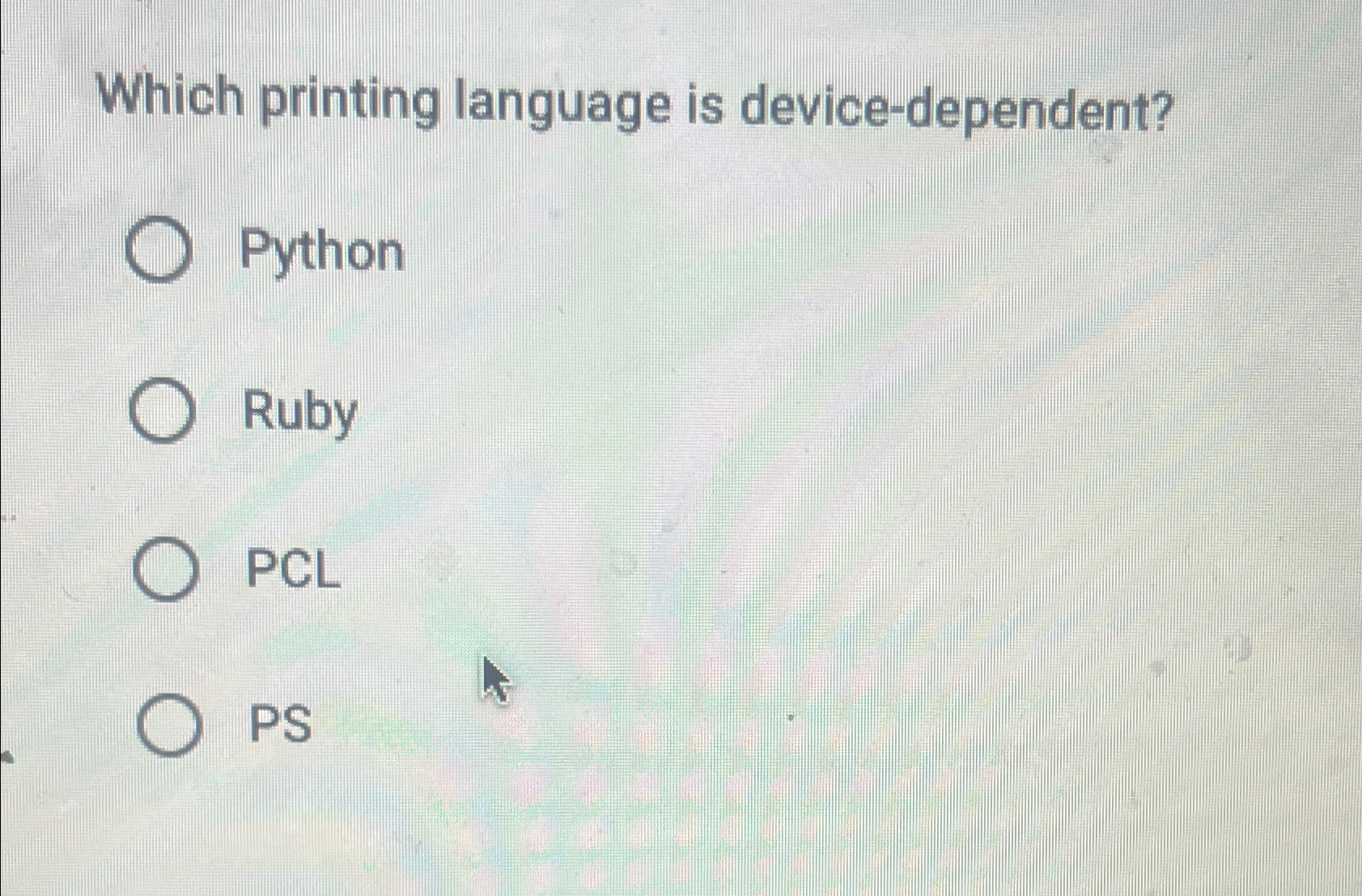 Solved Which printing language is | Chegg.com