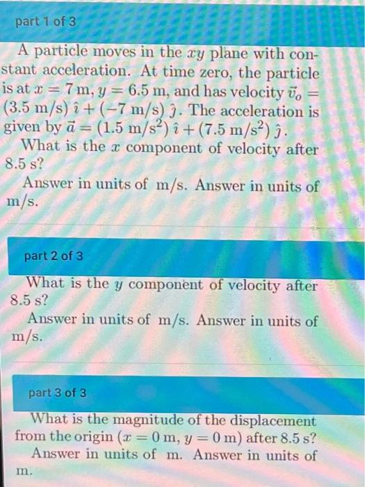[solved] A Particle Moves In The Xy Plane With Constant Ac