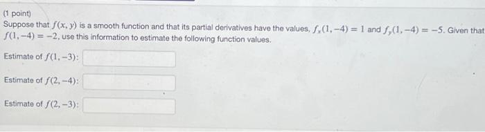Solved (1 point) Suppose that f(x, y) is a smooth function | Chegg.com