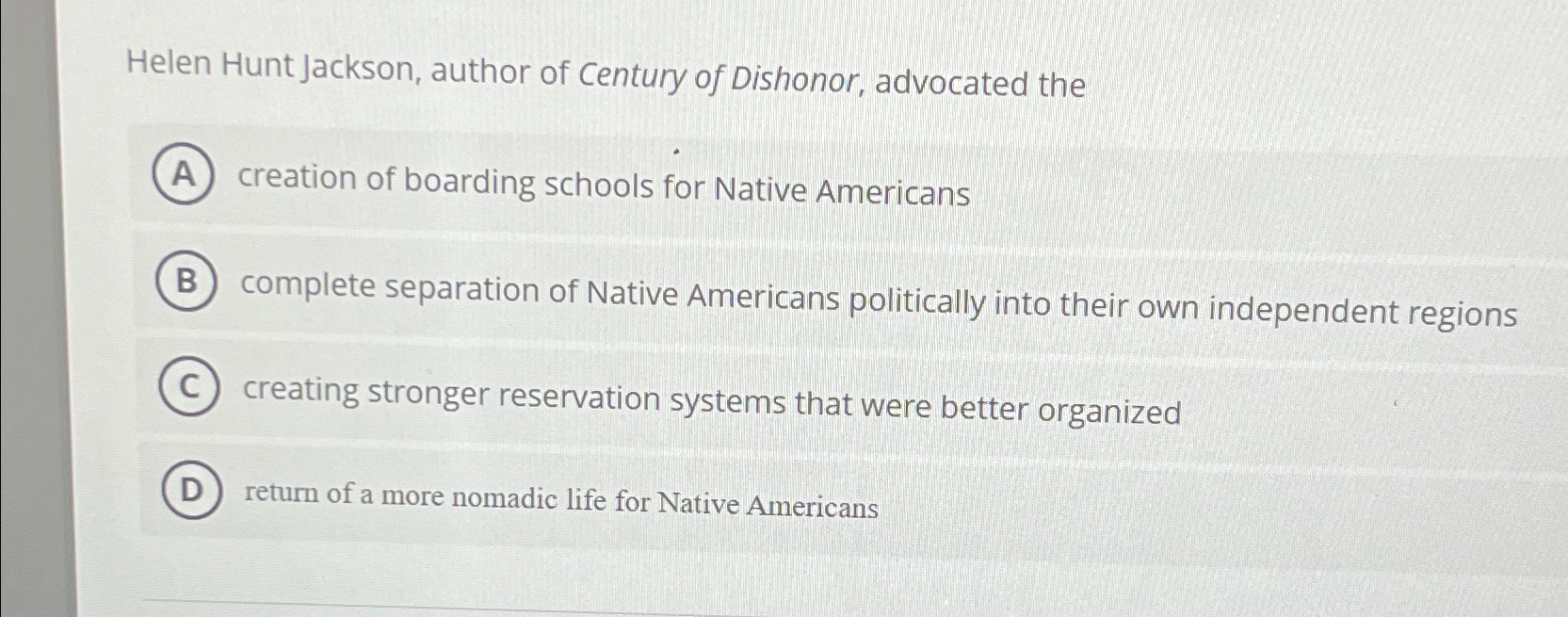 Solved Helen Hunt Jackson, author of Century of Dishonor, | Chegg.com