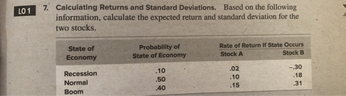Solved 101 7. Calculating Returns and Standard Deviations. | Chegg.com