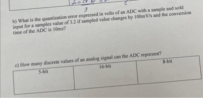 Solved b) What is the quantization error expressed in volts | Chegg.com