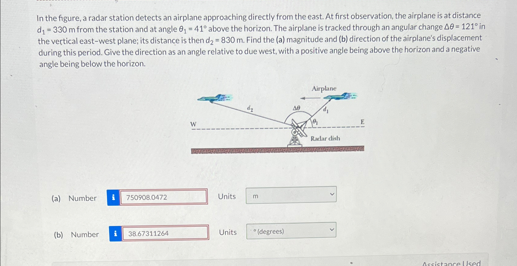 Solved In the figure, a radar station detects an airplane | Chegg.com