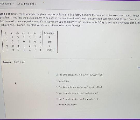 Solved uestion 6 - of 20 Step 1 of 3 Step 1 of 3: Determine | Chegg.com Solved uestion 6 - of 20 Step 1 of 3 Step 1 of 3: Determine | Chegg.com