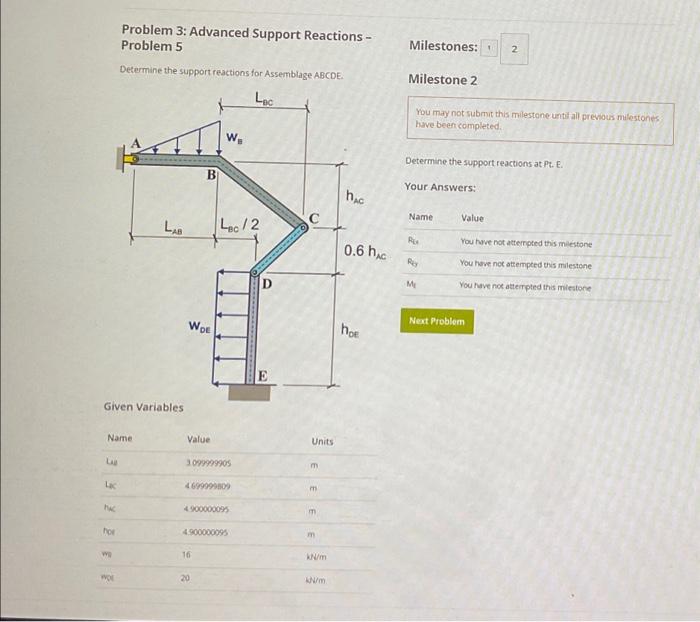 Solved Problem 3: Advanced Support Reactions Problem 5 | Chegg.com