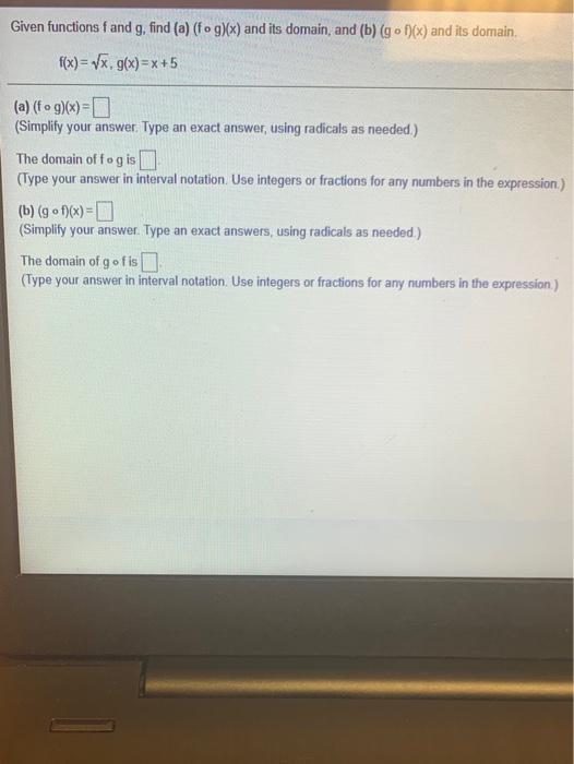 Solved Given Functions Fand G Find A Fog X And Its