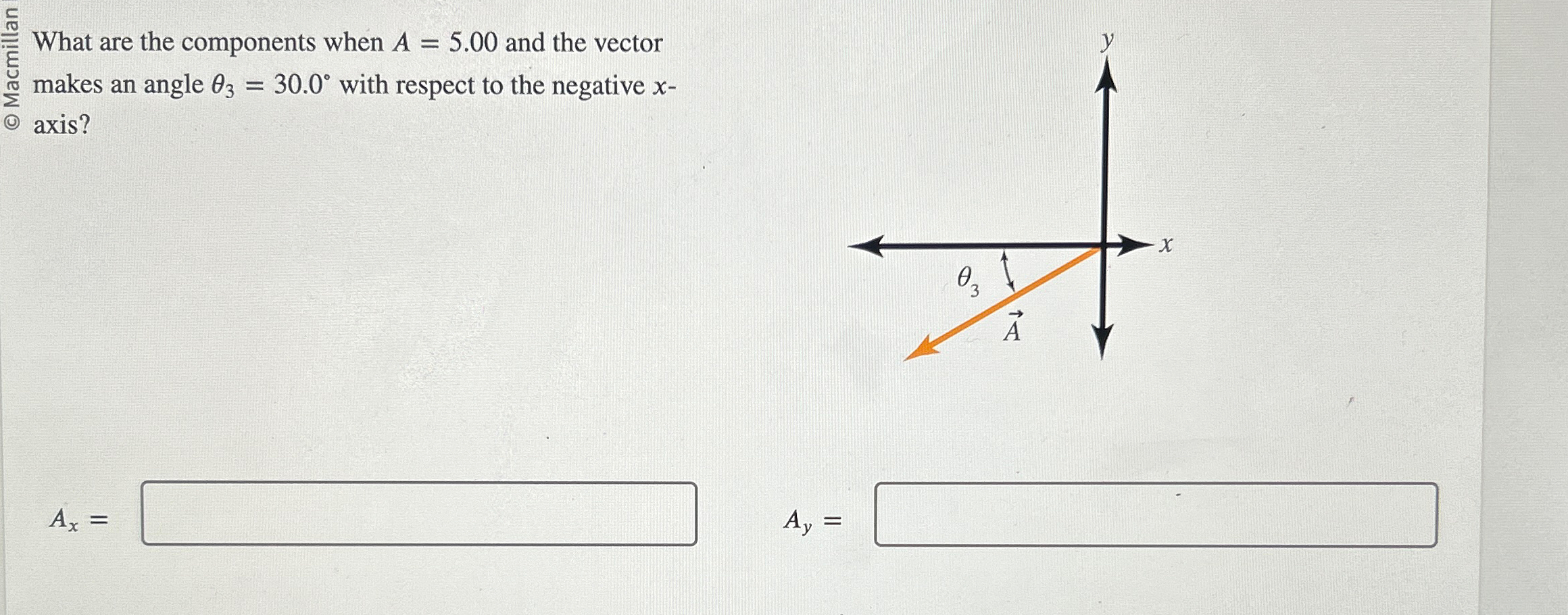 Solved What are the components when A=5.00 ﻿and the vector | Chegg.com