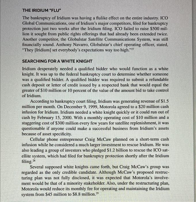 Solved The Rise, Fall, and Resurrection of Iridium: A | Chegg.com