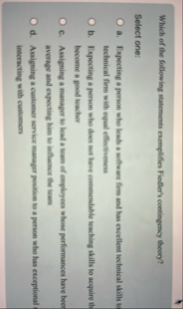 Solved Which of the following statements exemplifies | Chegg.com