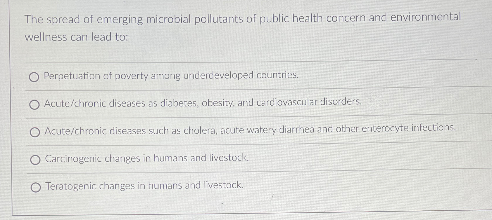 Solved The spread of emerging microbial pollutants of public | Chegg.com