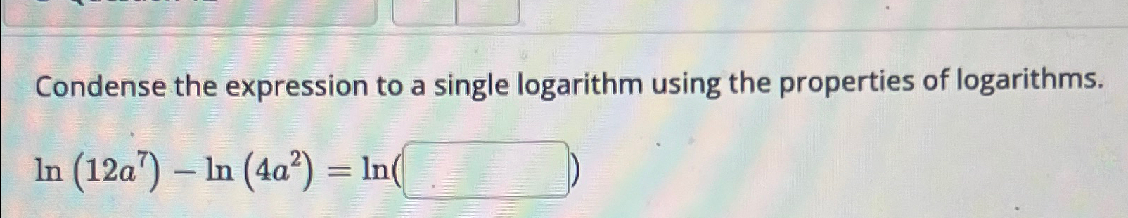 Solved Condense the expression to a single logarithm using | Chegg.com