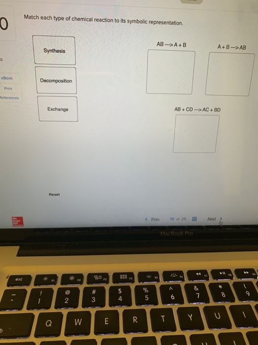 Solved Match each type of chemical reaction to its symbolic | Chegg.com