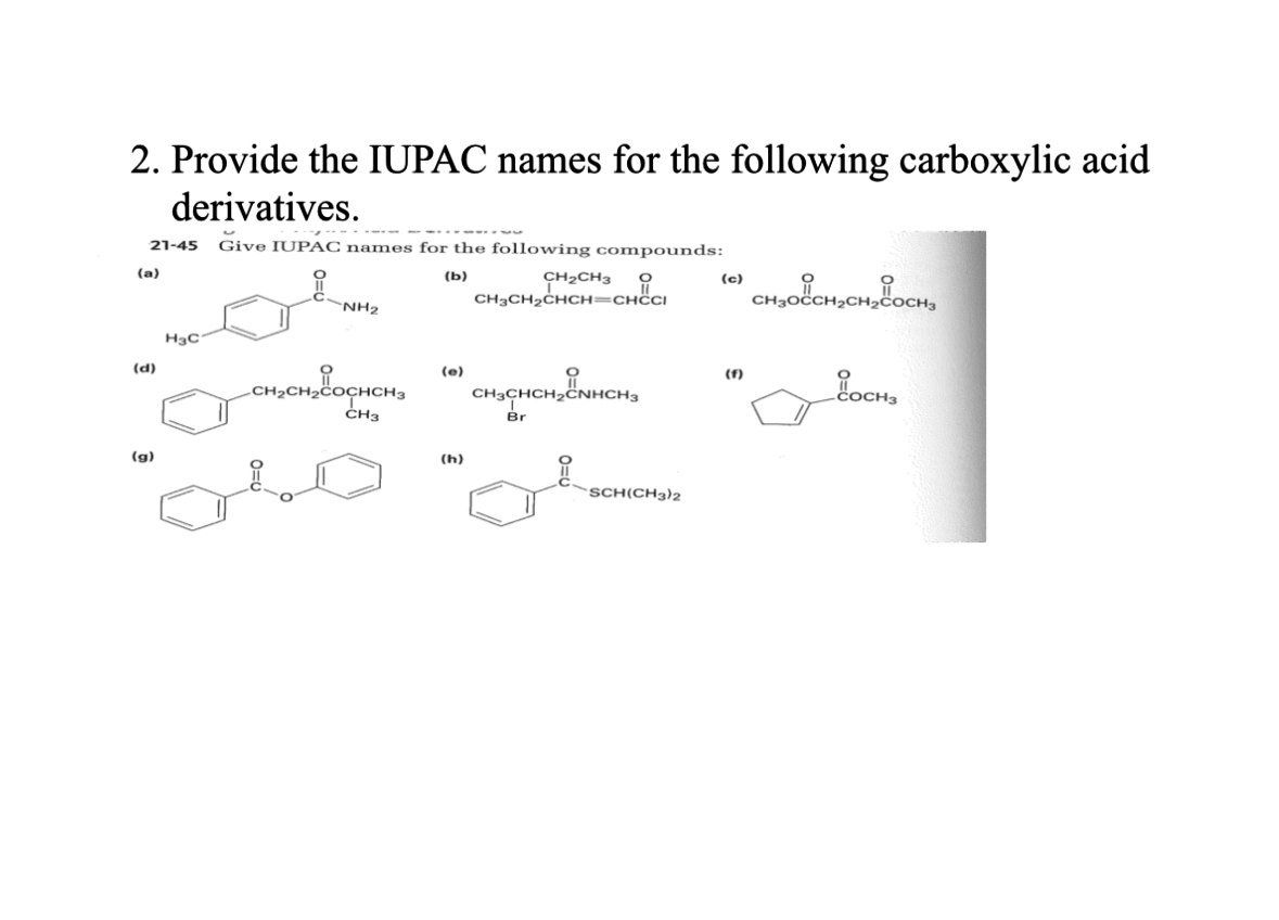 Provide the IUPAC names for the following carboxylic | Chegg.com