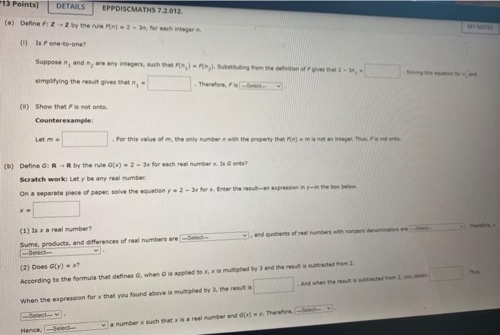 Solved 213 Points) DETAILS EPPDISCMATHS 7.2.012 (a) Define | Chegg.com