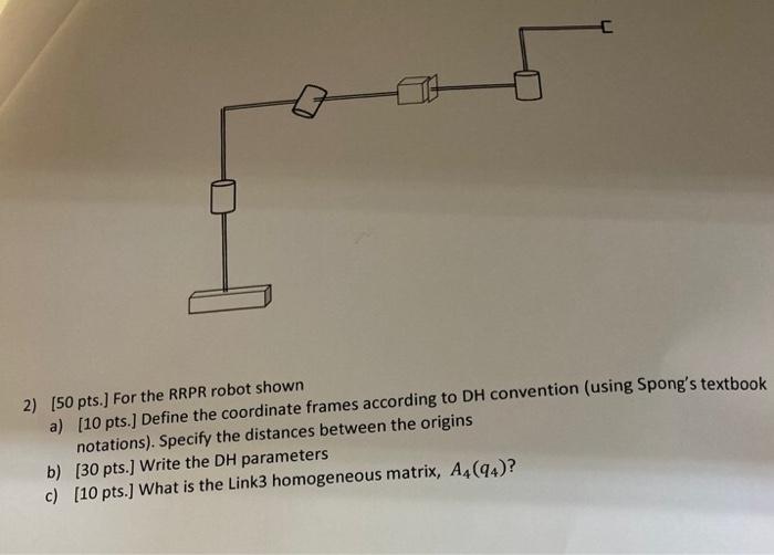 Solved 2) [50 pts.] For the RRPR robot shown a) [10 pts.] | Chegg.com
