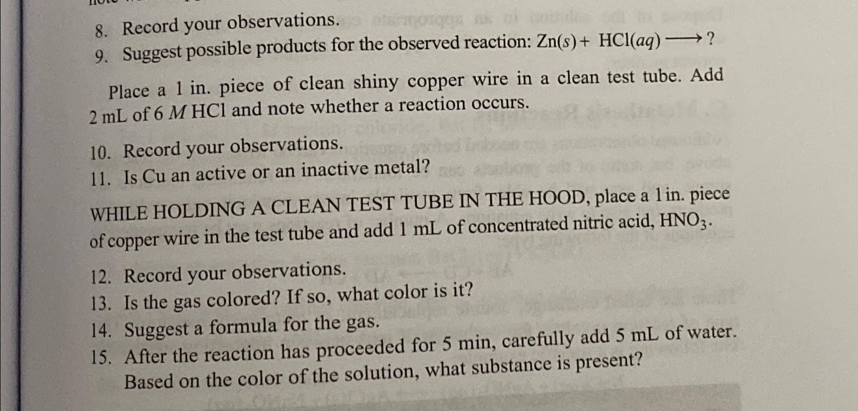 Solved Record your observations.Suggest possible products | Chegg.com