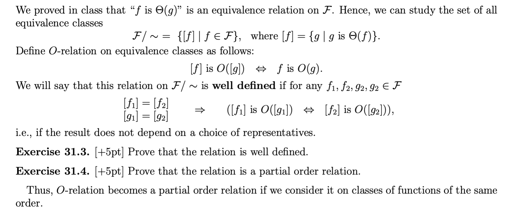 Solved We proved in class that " f ﻿is Θ(g) " ﻿is an | Chegg.com