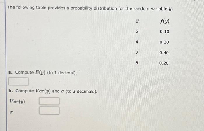 Solved The following table provides a probability | Chegg.com