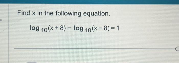 Solved Find x in the following equation. | Chegg.com