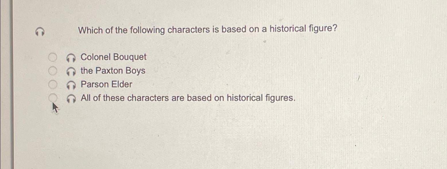 Solved Which of the following characters is based on a | Chegg.com