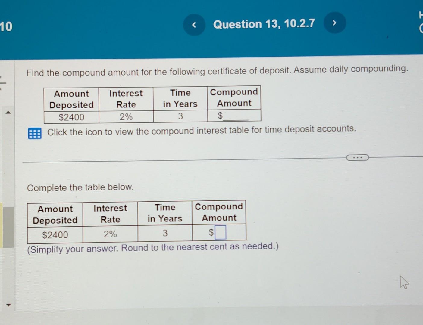 Solved Find the compound amount for the following | Chegg.com