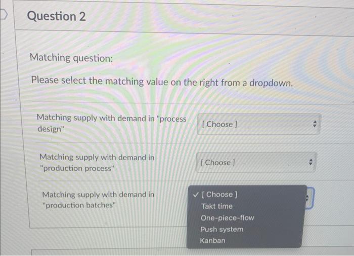 Solved Matching question: Please select the matching value | Chegg.com