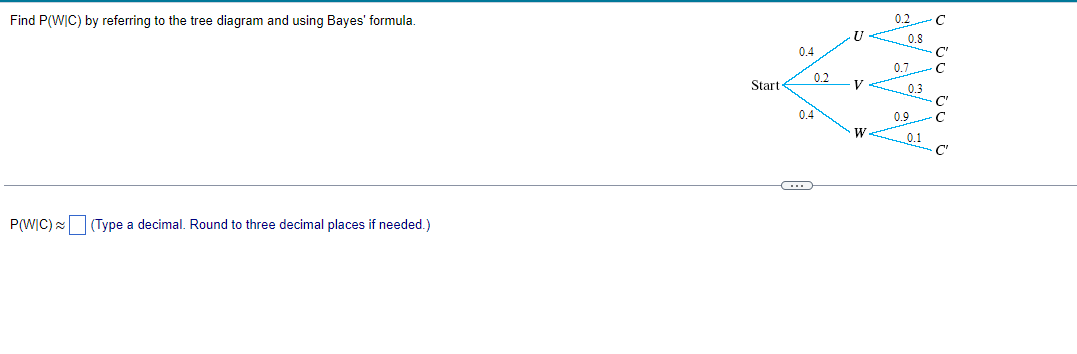 Solved Find P(W|C) ﻿by referring to the tree diagram and | Chegg.com
