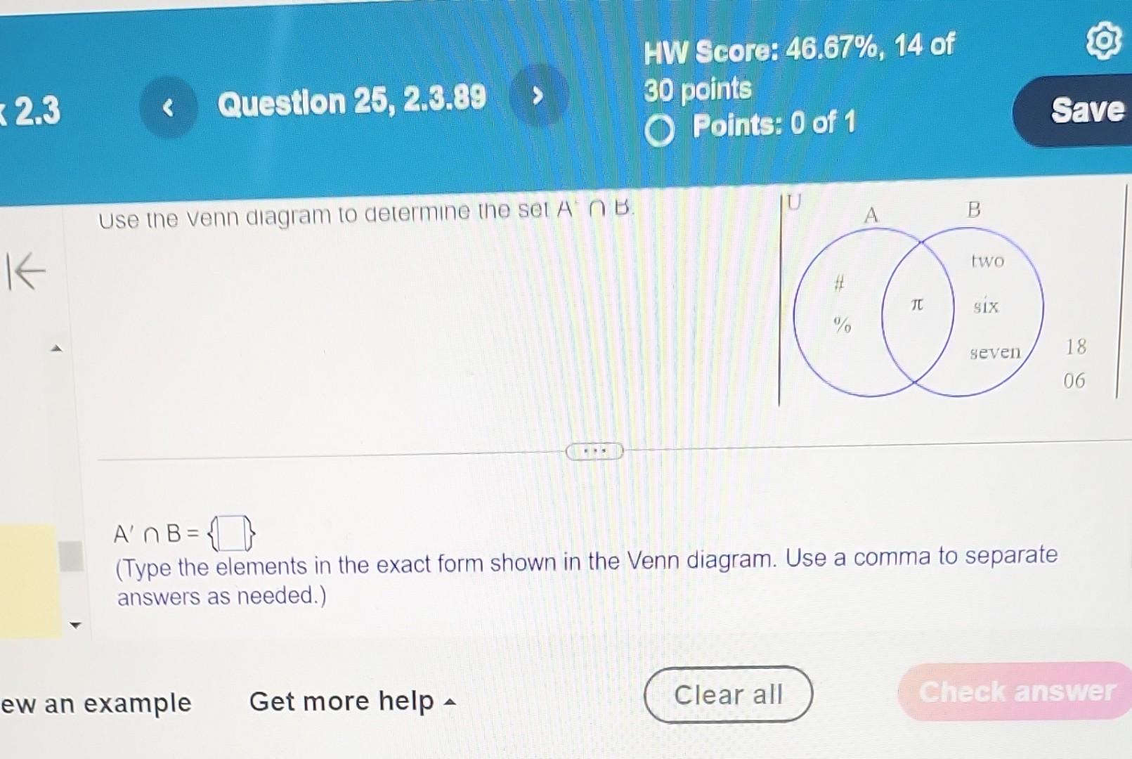 Solved Use the Venn diagram to determine the set A∩B. | Chegg.com