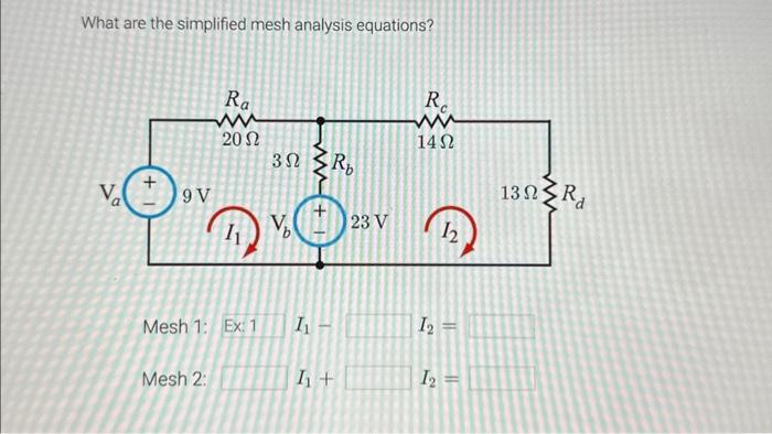 Solved What are the simplified mesh analysis equations? | Chegg.com
