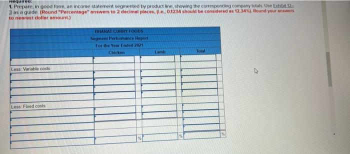Solved Problem 12-11 Preparing Segment Performance Reports | Chegg.com