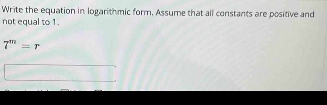 Solved Write the equation in logarithmic form. Assume that | Chegg.com