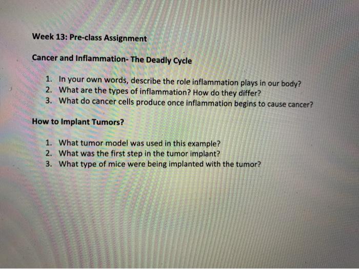Solved Cancer and Inflammation- The Deadly Cycle 1. In | Chegg.com