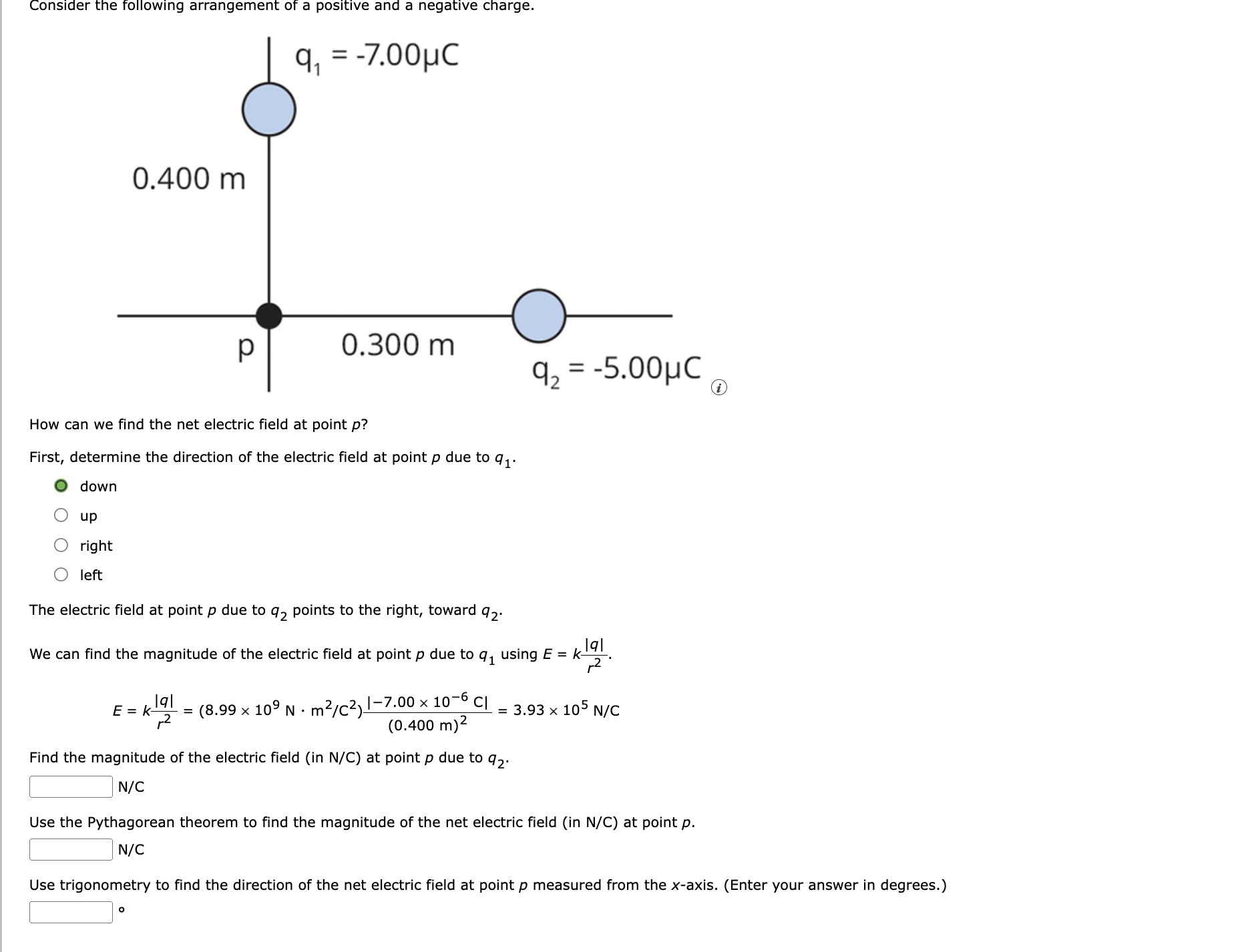 Solved How can we find the net electric field at point | Chegg.com