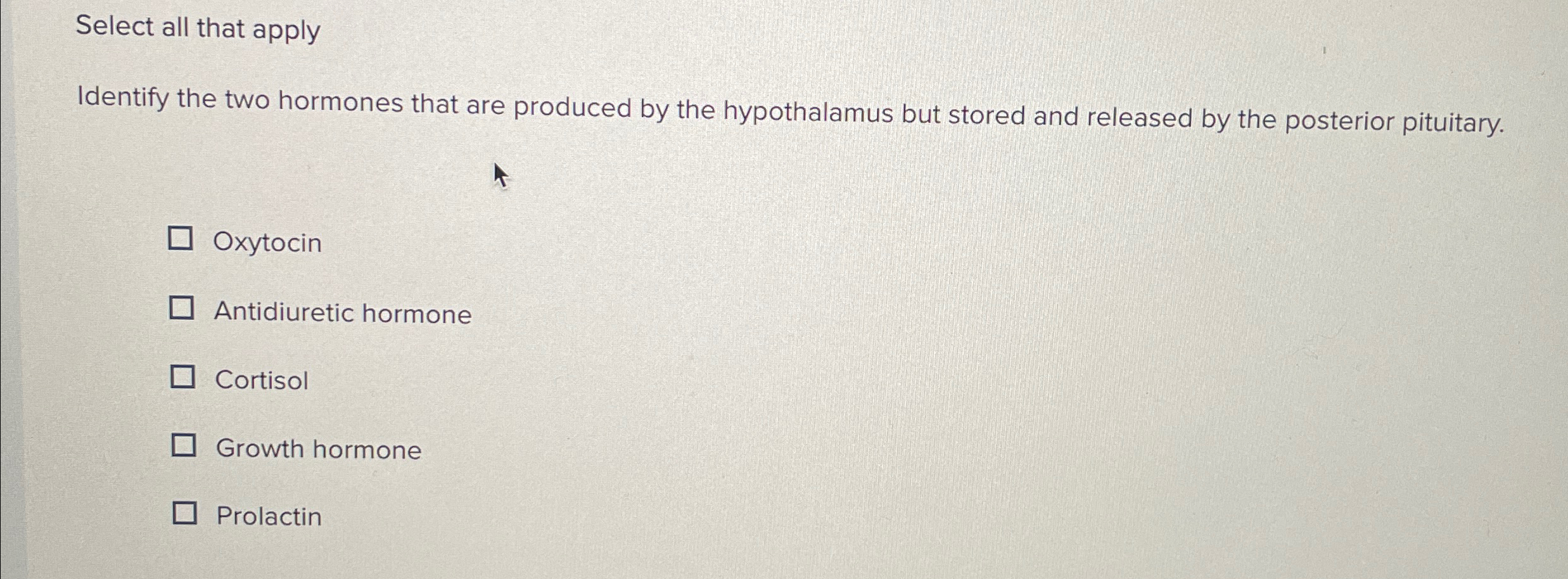 Solved Select all that applyIdentify the two hormones that | Chegg.com