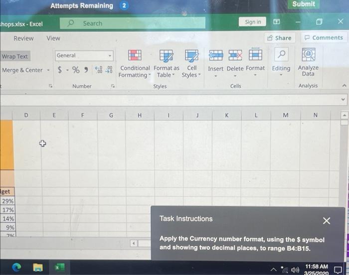lask Instructions Apply the Currency number format, | Chegg.com