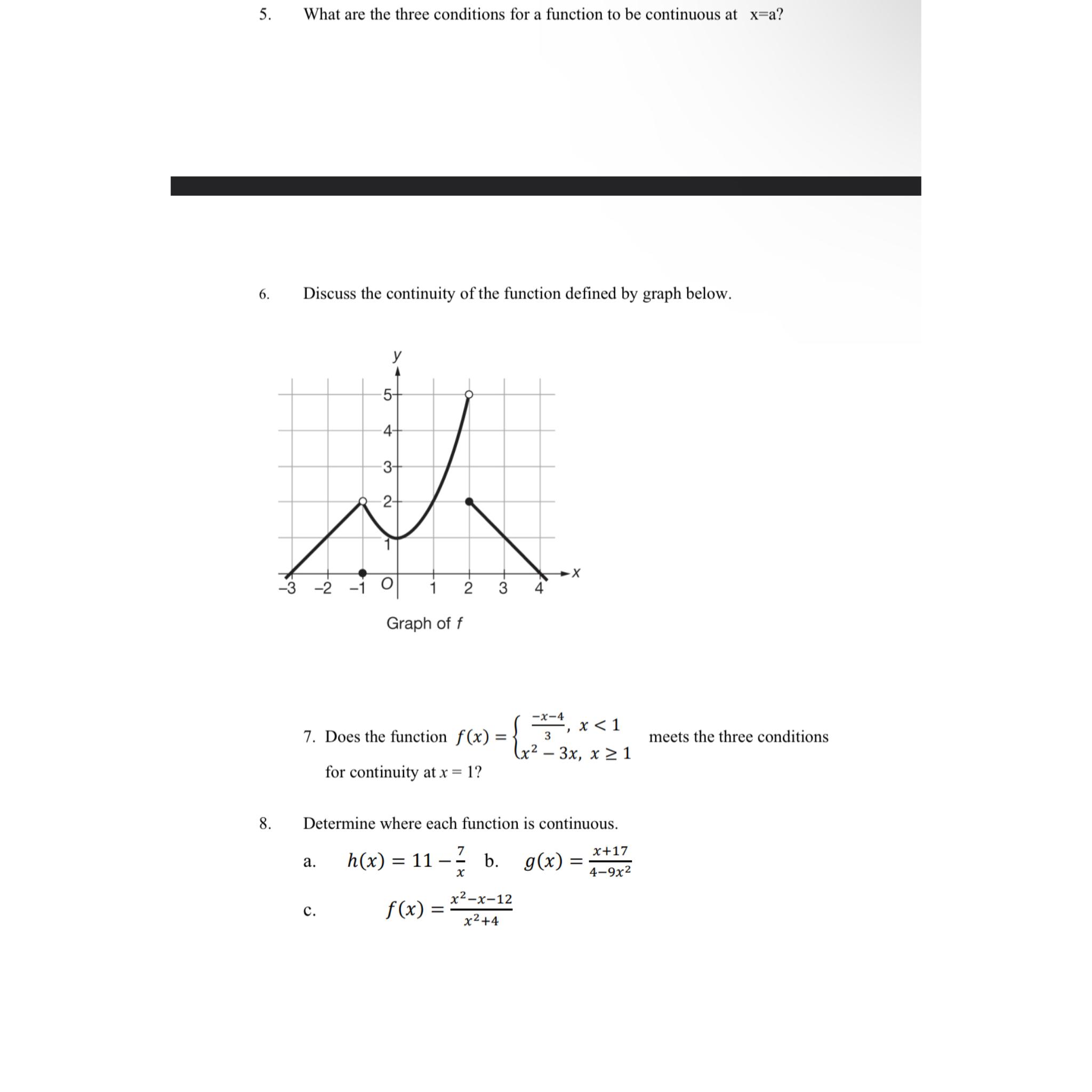 Solved What are the three conditions for a function to be | Chegg.com