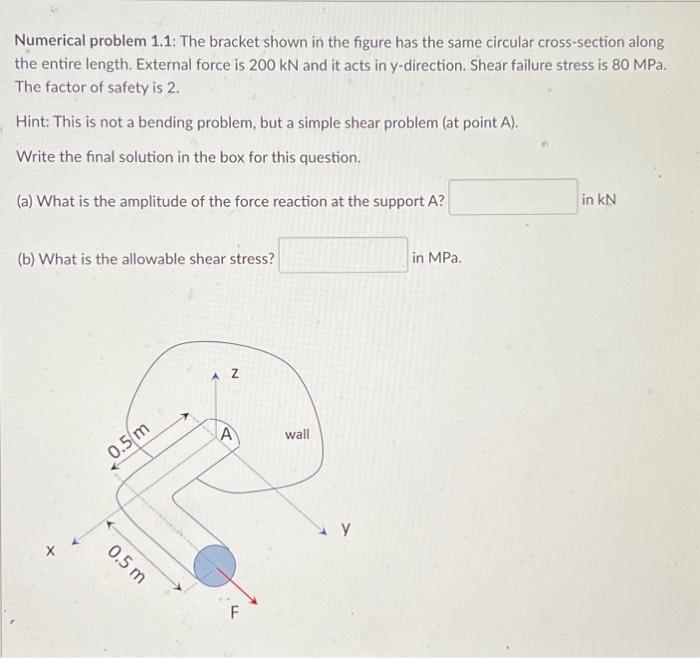 Solved Numerical problem 1.1: The bracket shown in the | Chegg.com