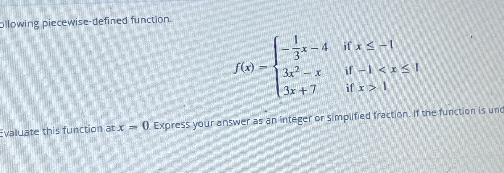 Solved pllowing piecewise-defined | Chegg.com
