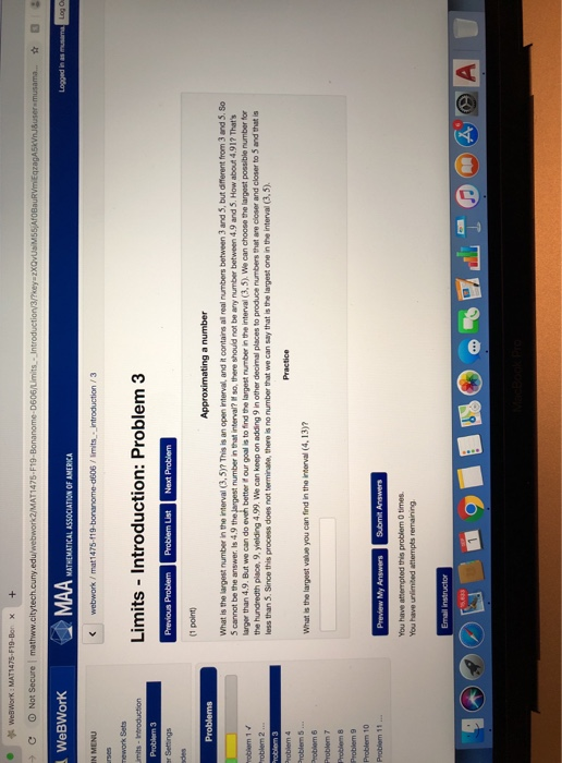 Solved • → C WebWork: MAT1475-F19-Bon x + O Not Secure | Chegg.com