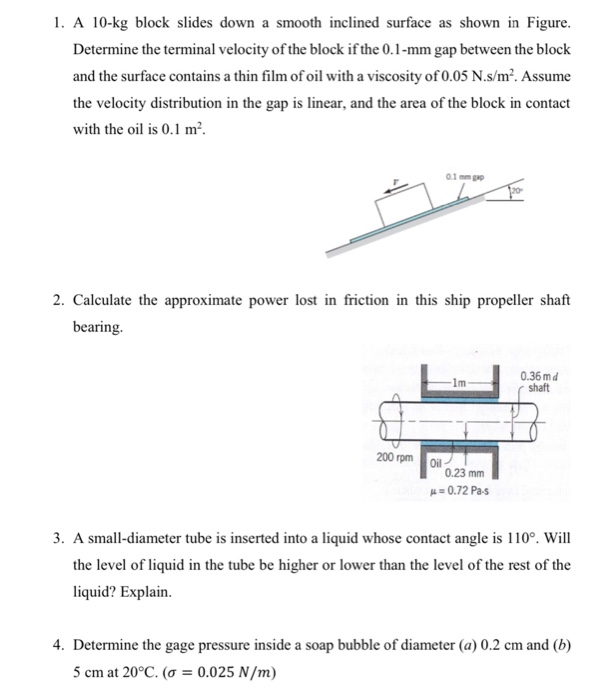 Solved 1. A 10-kg block slides down a smooth inclined | Chegg.com