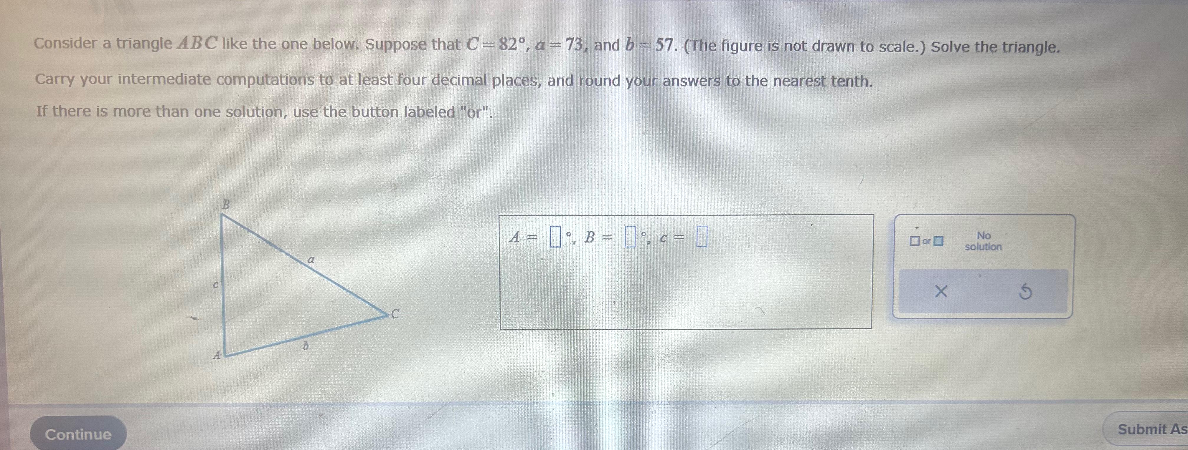 Solved Consider a triangle ABC like the one below. Suppose | Chegg.com