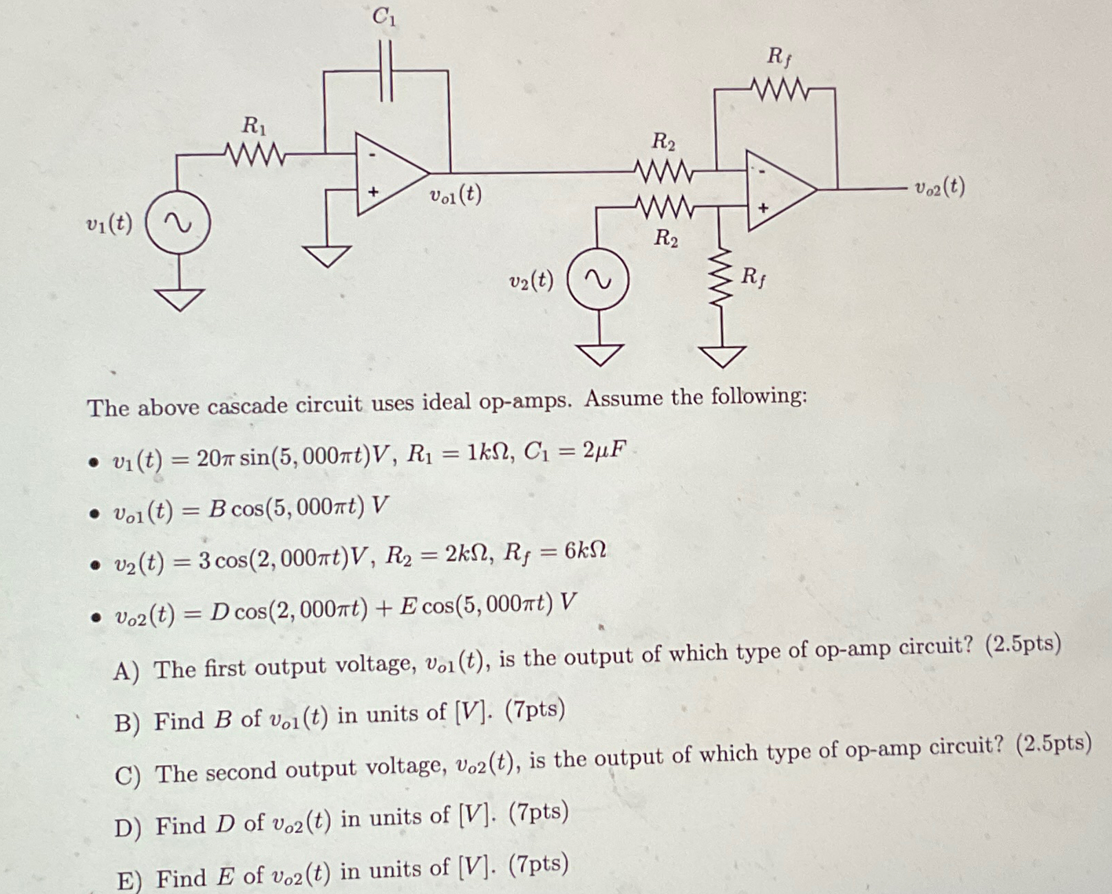 Solved The above cascade circuit uses ideal op-amps. Assume | Chegg.com