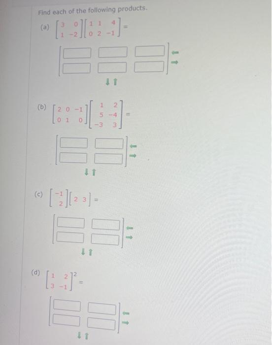 Solved Find each of the following products. (a) | Chegg.com