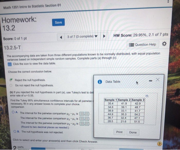 Solved Math 1351 Intro to Statistic Section 01 Homework: | Chegg.com