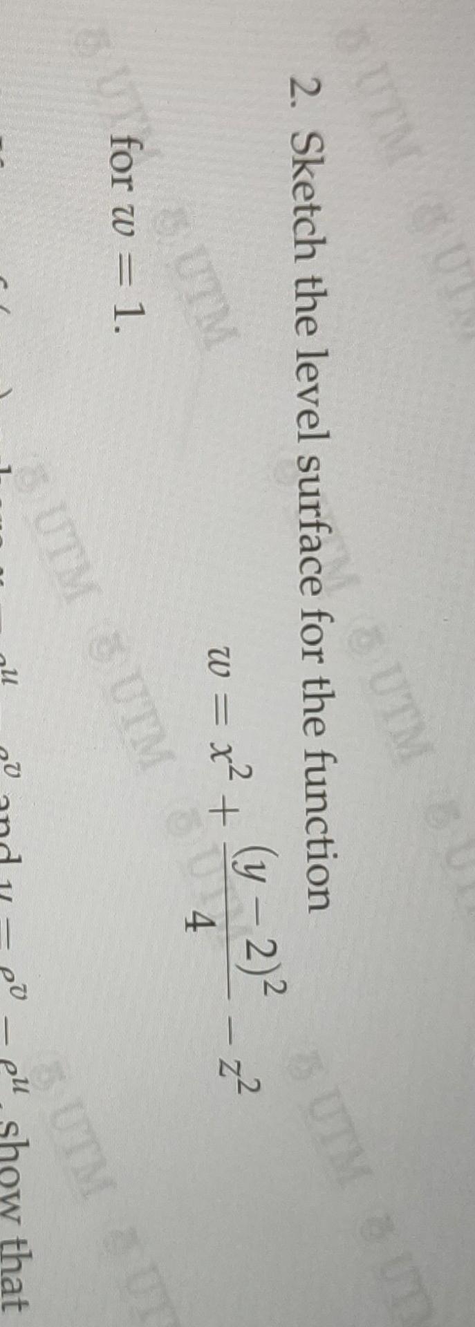 Solved 2. Sketch the level surface for the function | Chegg.com