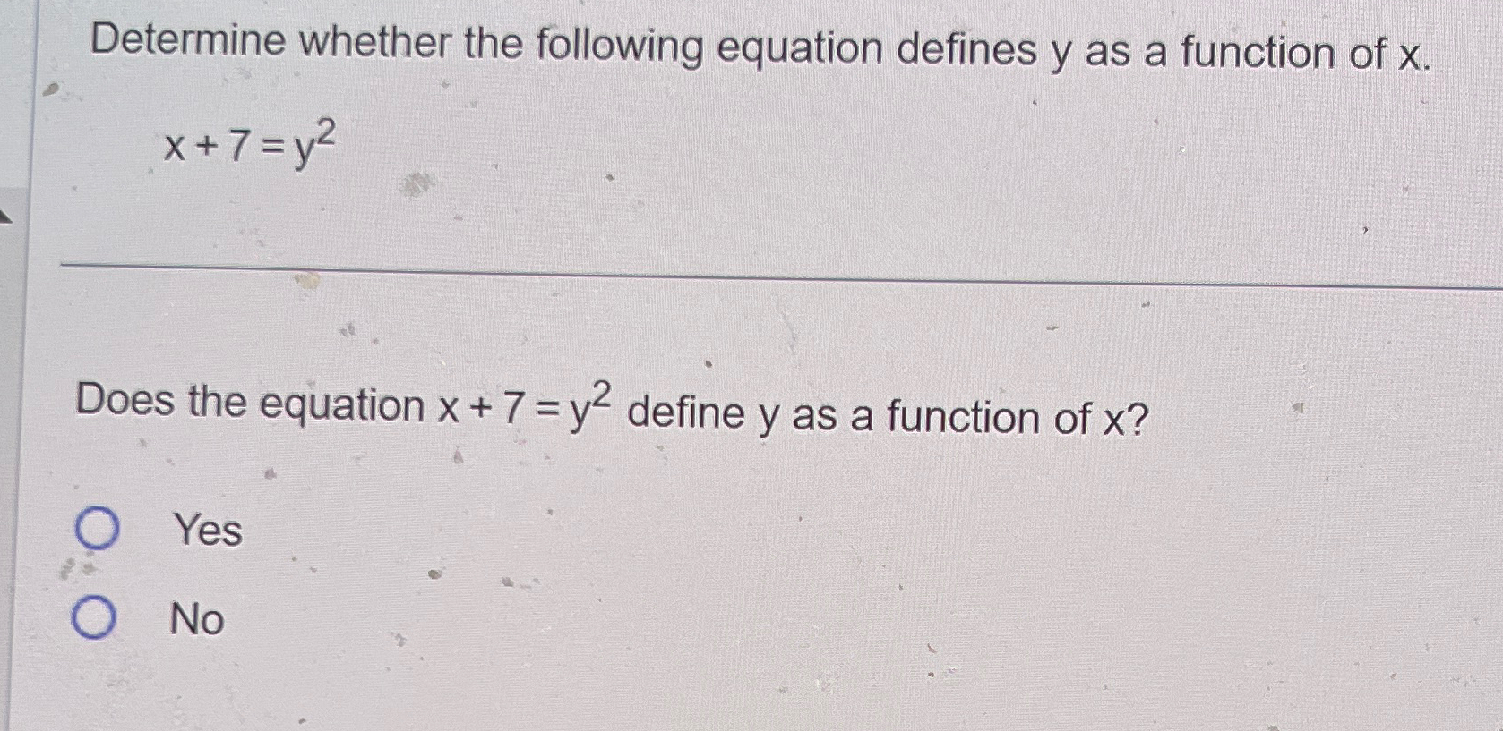 Solved Determine whether the following equation defines y as | Chegg.com