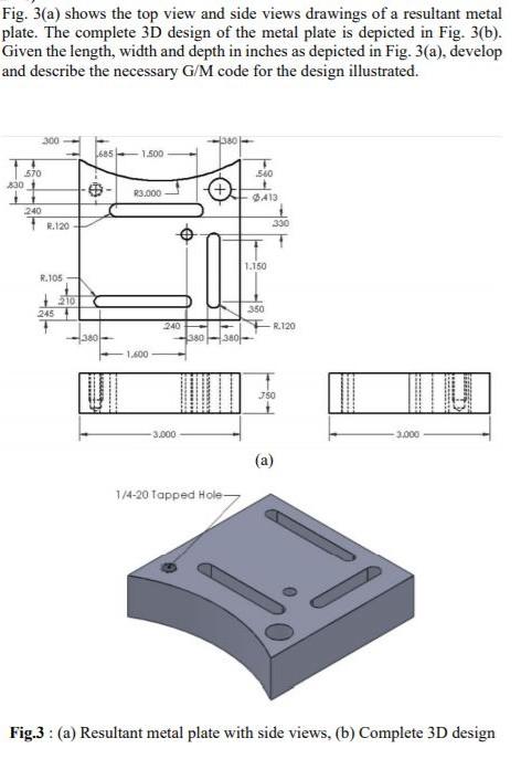 Solved Fig. 3(a) shows the top view and side views drawings | Chegg.com