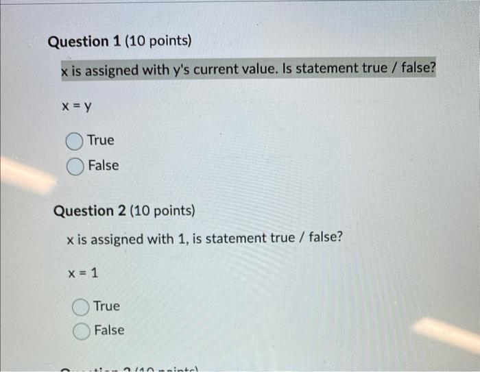 Solved X Is Assigned With Y′ S Current Value Is Statement