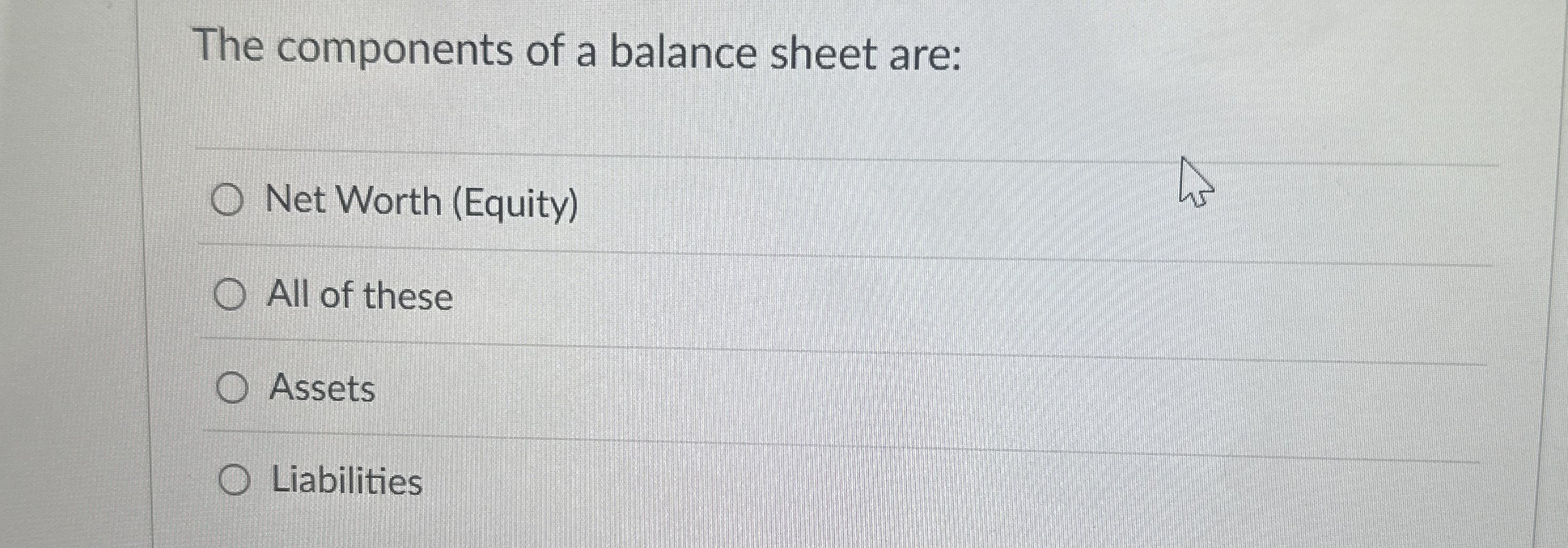Solved The components of a balance sheet are:Net Worth | Chegg.com